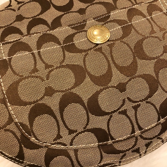 Coach | Bags | Coach Half Moon Purse In Dark Tan Canvas | Poshmark